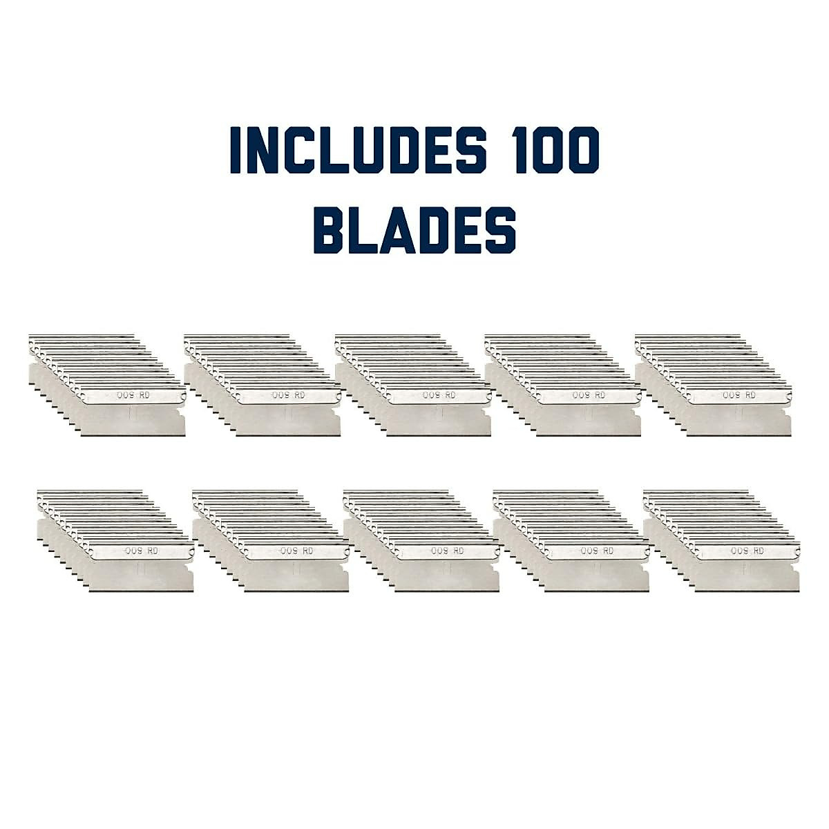 AccuTec Pro Single Edge Aluminum Backed Razor Utility Blades with Display - 100-Pack - .009" Made of High Carbon Steel for Edge Flexibility and Durability - APBL-7065