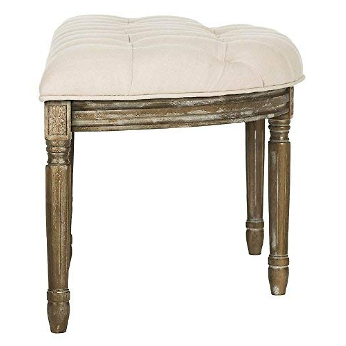 Safavieh Home Collection Abilene Beige and Rustic Oak Tufted Rustic Semi Circle Bench