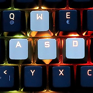 HUYUN FPS & MOBA Gaming Keycaps Replacement for Cherry MX Razer Corsair Logitech Gaming Mechanical Keyboard (Silver-WASD↑↓←→)