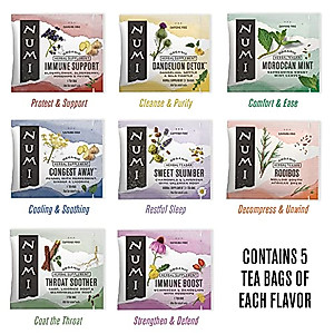 Numi Organic Tea Self-Care Sampler, Herbal Tea Gift Set, 40 Tea Bags Assortment