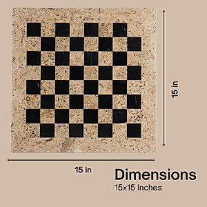 Handmade Marble Chess Set -15x15 Inches- Full Handcrafted Chess Board and Pieces -Fossil Black