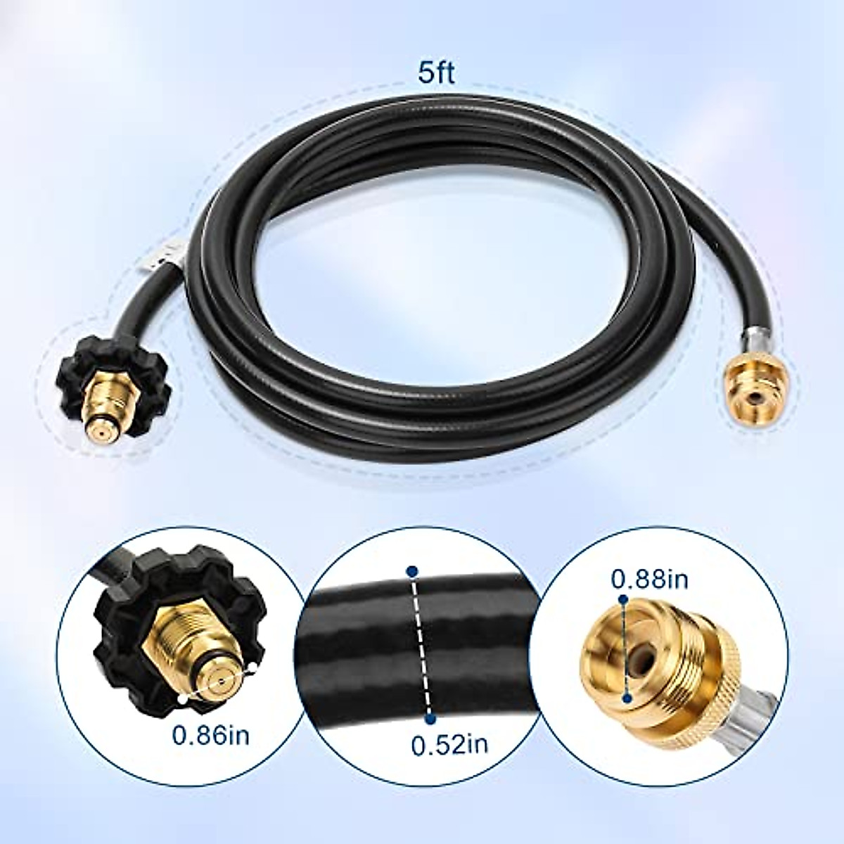 F273704 5Ft Propane Heater Adapter Hose Assembly, Compatible With Mr. Heater, Big Buddy Heater To Series, Coleman Camp Stove Series, Fit Indoor/Outdoor Propanetank- (Lp Cylinder Pol Connection)