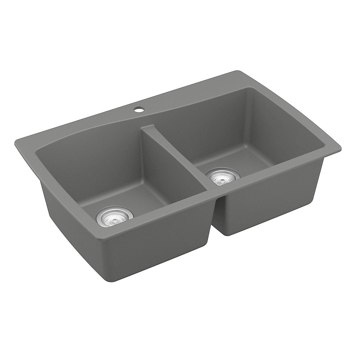 Karran QT-720 Drop-In Quartz Composite 34 in. 1-Hole 50/50 Double Bowl Kitchen Sink in Grey