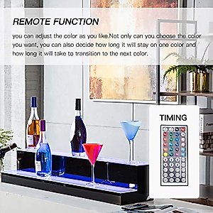 SUNCOO 30In 2 Step LED Liquor Bottle Display Shelf Illuminated Bottle Shelf Color Changing with LED Color Remote Control L30xW8-1/2xH6-1/2''