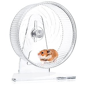 OIIBO Super Silent Hamster Running Wheel, Large Hamster Wheel Super Wide Round Runway, Quiet Spinner Small Animals Exercise Wheels Adjustable Stand for Hamsters Gerbils Rat Mice Hedgehog(8.5in)