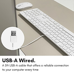 Macally Slim USB Wired Keyboard for Mac and Windows PC - Full Size 104 Key Layout & 16 Shortcut Keys - Scissor Keycaps for Smooth Typing - Mac Wired Keyboard with Numeric Keypad
