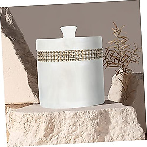 HANABASS Resin Swab Box Toothpick Dispenser Makeup Storage Organizer Box Toothpick Dispenser for Home Resin Cotton Swab Holder with Lid Decorative Candy Jar Sugar Jars Cotton Pad Container