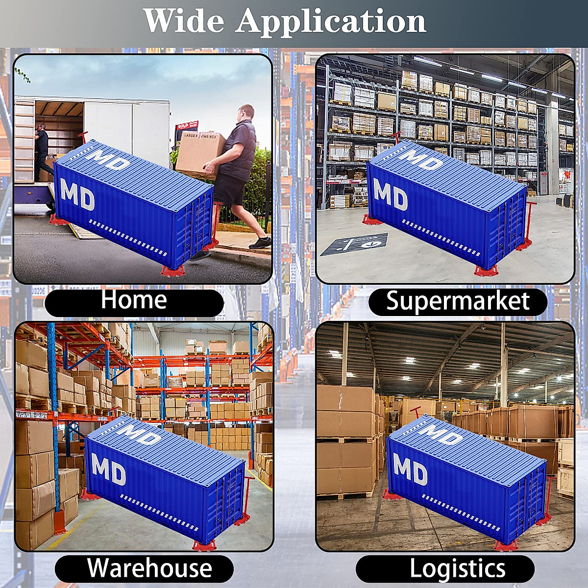 Yellulu 4pcs Machinery Mover, 6T Machinery Skate Dolly with 2 Steering Handle, 13200lbs Machinery Moving Skate, with 360°Rotation Cap and 4 Rollers, Heavy Duty Industrial Moving Equipment,Red