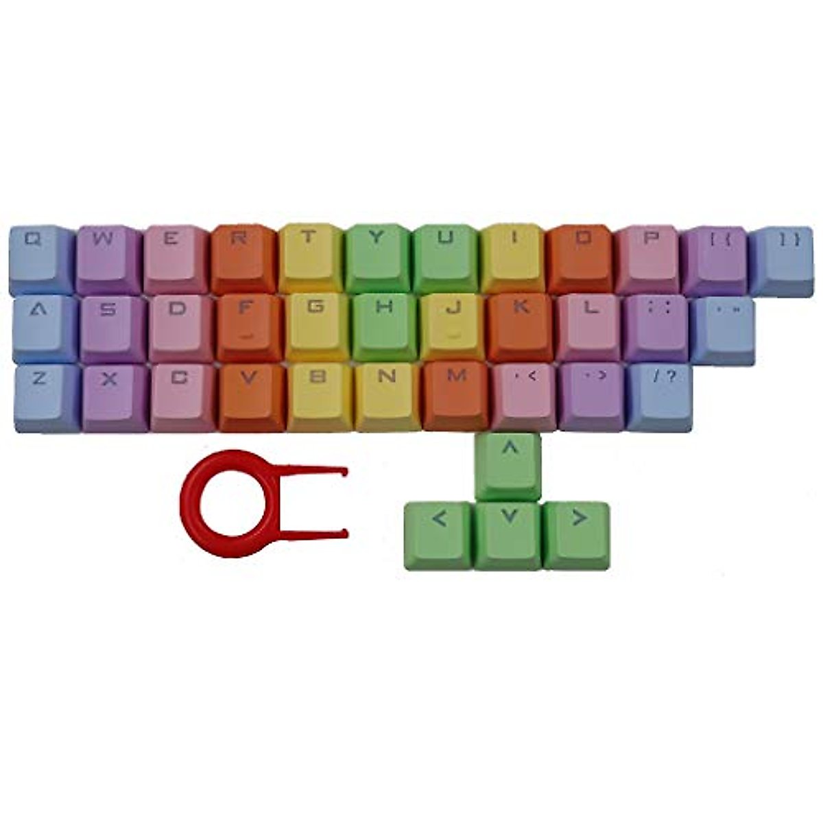 37 Keys PBT Keycaps Double-Shot Backlit Keycaps Set for Gaming Mechanical Keyboard Keycaps Rainbow Gradient