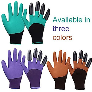 FONIRRA Garden Gloves With Claws 2 Pairs for Digging Weed Pulling Washable Garden Finger Claws Gloves Outdoor Protective Work Gloves Brown