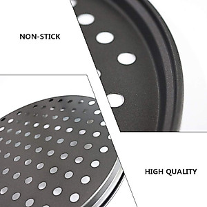 DOITOOL 1PCS Round Pizza Pan Nonstick 11 Inch Pizza Pan with Holes,Pizza Baking Pan for Oven Baking Supplies (Black,28x28x1cm)