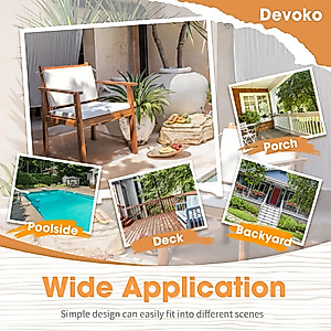 Devoko Patio Set 3 Piece Acacia Wood Outdoor Furniture Conversation Seat with Table & Cushions Porch Chairs for Balcony, Deck, Backyard, Beige
