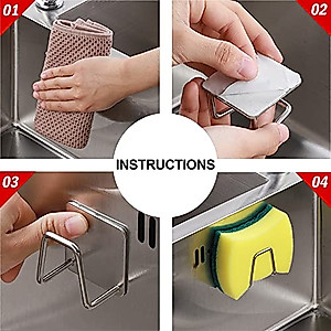 Sink Sponge Holder- 3pcs Sink Caddy Sponge Holder Strong Adhesive Sponge Holders Rustproof & Waterproof for Kitchen Sink Loofah Holder Modern Storage
