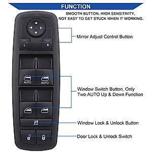 Obaee Front Left Window Switch 68231805AA Compatible with 2011-2012 Chrysler 300, 2015-2017 Chrysler 200, 2011-2014 Dodge Charger, 2016 Ram 1500 2500 3500 4500 5500 4-Door Replace 68139805AB