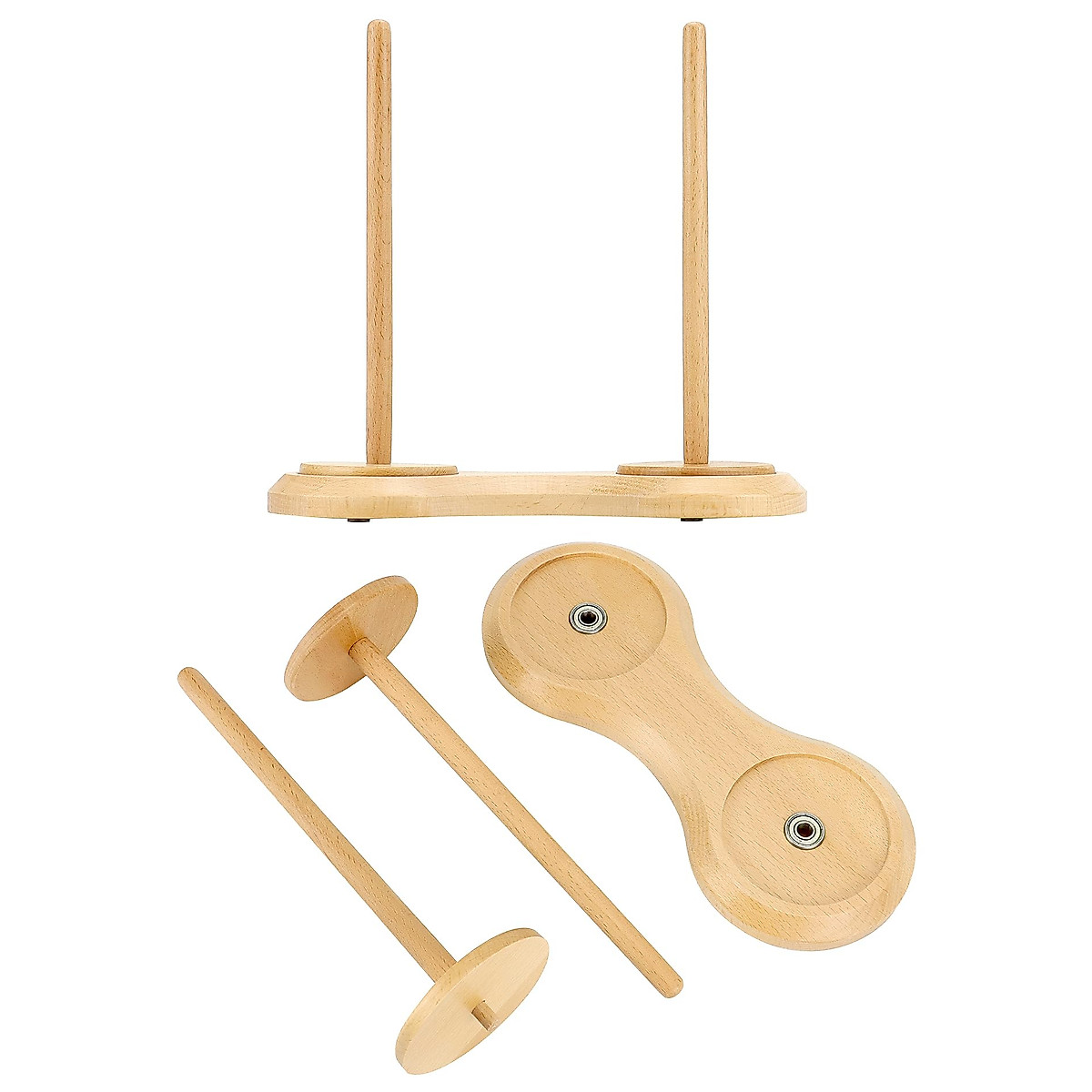 QWORK Weighted Double Yarn Ball Holder - Advanced Metal Twirling Mechanism - Knitting Crochet Spindle Dispenser for All Yarn Types