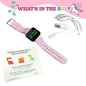 ATHENA FUTURES Potty Training Toilet Timer Watch for Girls & Boys, Fun Flashing Lights, Music, Rechargeable, Smart Sensor, Alarm, Kids, Baby & Toddler Potty Train Toilet Timer, Pink