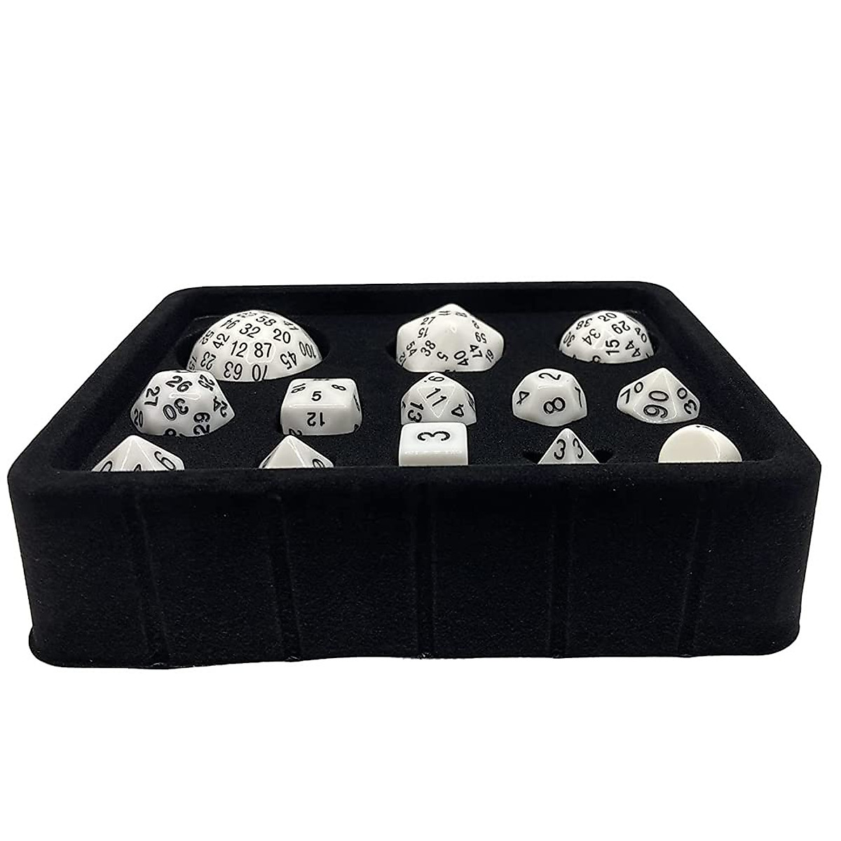 Grinning Gargoyle – 13x Deluxe Poly RPG Dice Set - Perfect for DND 5th Edition Pathfinder Starfinder Cyberpunk and Blades in The Dark – Includes a Giant 45mm 100 Sided Polyhedral Die or D100 (White)