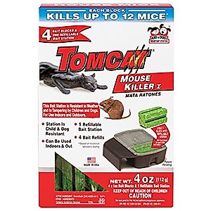 Tomcat Mouse Killer I Tier 1 Refillable Mouse Bait Station, 1 Station with 4 Baits (Box)