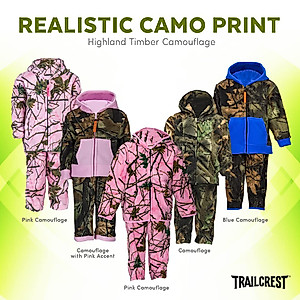 TrailCrest by Treel Infant - Toddler Camo Full Zip Hoodie Sweatshirt Fleece Jacket & Pants Set, Camo, 5T