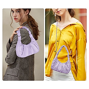 Classic Shoulder Bags for Women Cute Hobo Tote Mini Leather Handbag Clutch Purse Lightweight (Purple)
