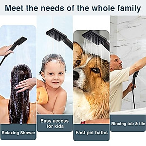 BRIGHT SHOWERS Handheld Shower Head Set High Pressure Hand Held Showerhead with 60 Inch Flexible Shower Hose and Adjustable Shower Arm Mount Bracket, 3 Spray Setting Shower Wand, Oil-Rubbed Bronze