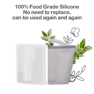 Haakaa Silicone Microwave Steam Sterilizer Bags, Reusable Silicone Steaming Bags for Baby Bottles, Breast Pump, Accessories, Pacifiers and Teethers, Great for Home and Travel, Grey (2PCS)