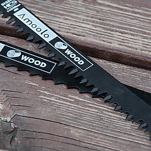 amoolo 9-1/2'' Wood Reciprocating Saw Blades, Cutting Sawzall Pruning Blades (6Pcs/5TPI)