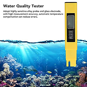 TDS Meter, Dual Color Prompt Digital Display Glass Electrode Automatic Temperature Compensation Unit Switching Water Quality Tester for Swimming Pool