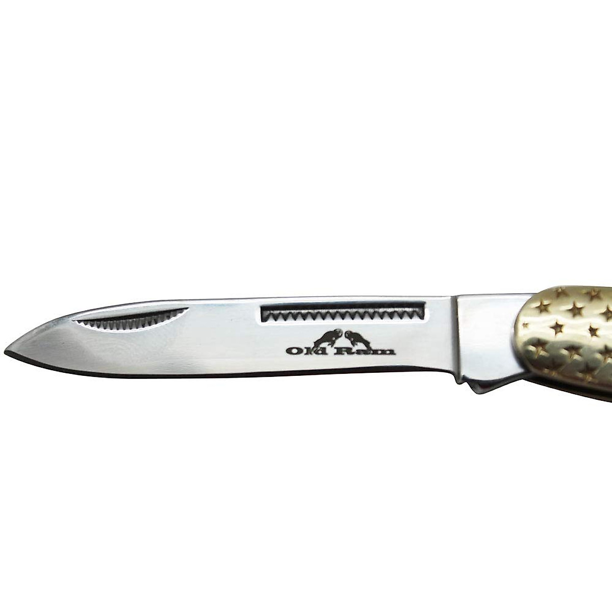 Old Ram Collection Every Day Carry 3 Blade Smooth Non-Slippery Handle Trapper Folding Pocket Knife (USA FLAG)