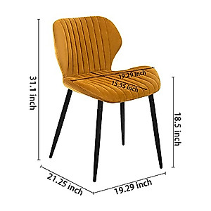 CangLong Mid Century Modern Leisure Upholstered Metal Legs for Kitchen Living Room Dining Chair, Set of 2, Brown