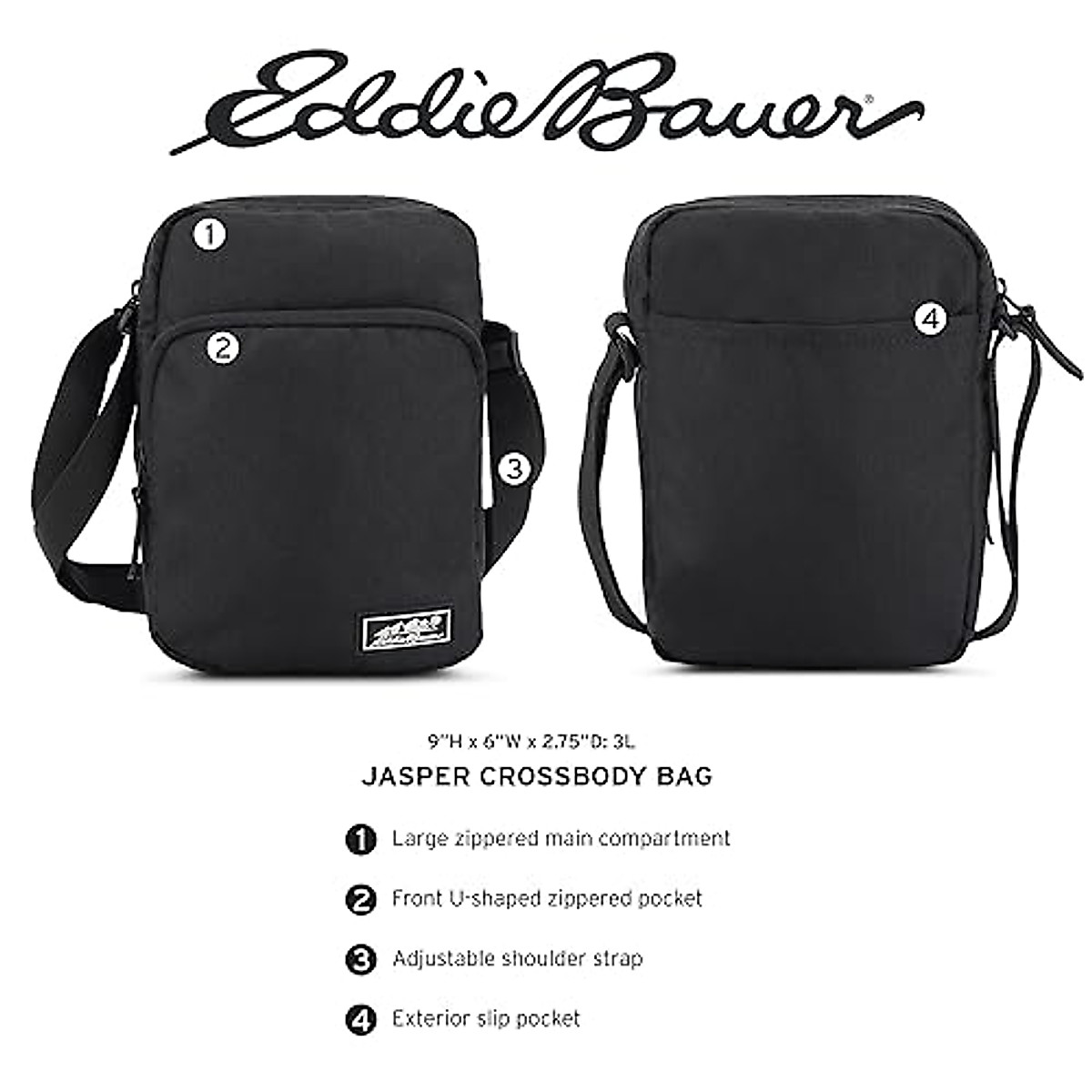 Eddie Bauer Jasper Crossbody Bag-Frost Gray, One Size