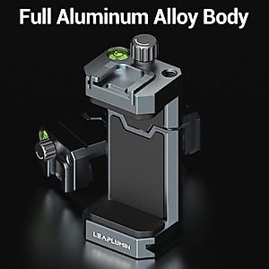 Leaplumin Aluminum Phone Mount for Tripod, Adjustable Phone Tripod Mount with Cold Shoe & Arca Swiss Quick Release Plate,Universal Adjustable Clamp Suitable for iPhone 14 pro/13 Pro/12/11/Samsung