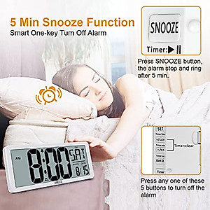 XREXS Large Digital Wall Clock, Electronic Alarm Clocks for Bedroom, Count Up & Down Timer, Battery Operated 14.17 Inch Large LCD Screen with Time/Date/Temperature Display