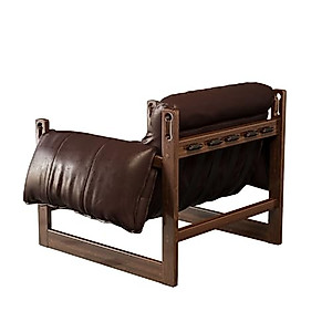 FRITHJILL 33.5" Wide PU Leather Accent Chair with Solid Wood Frame, Cozy and Stylish Living Room Bedroom Armchair, Lounge Chair with Pillow-Like Comfort, Dark Brown