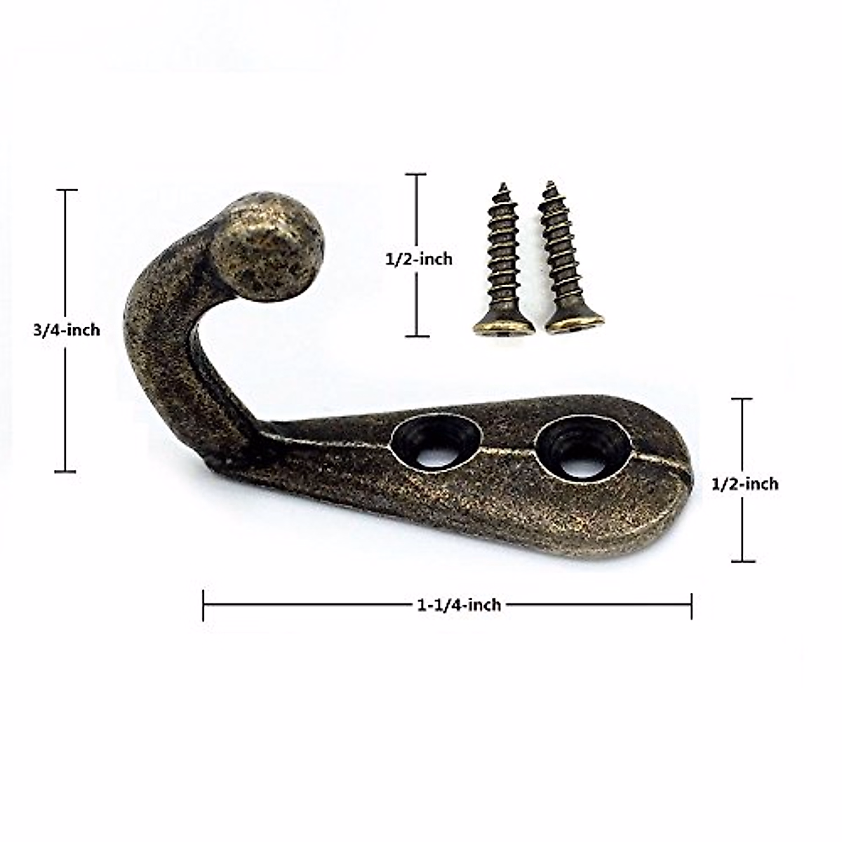 Richohome Bronze Vintage Wall Mounted Small Single Hook Hangers,Pack of 20