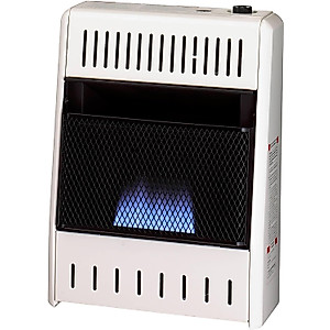 ProCom ML100TBA-B Ventless Propane Gas Blue Flame Space Heater with Thermostat Control for Home and Office Use, 10000 BTU, Heats Up to 500 Sq. Ft., Includes Wall Mount and Base Feet, White