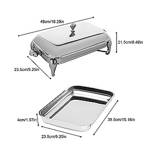 CNCEST 2.9L Chafing Dish Buffet Set Server,Stainless Steel Chafing Dishes Oven Safe Glass Rectangle Food Warmer for Parties (Silver)