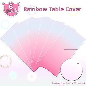 3 Pack Pastel Rainbow Tablecloths Rainbow Plastic Tablecloth Rainbow Party Decorations Rainbow Birthday Party Supplies Pastel Table Covers for Birthday Wedding Shower Party Supplies, 108 x 54 Inch