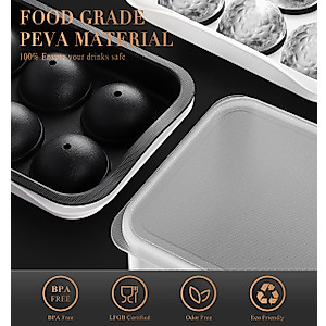 Whiskey Ice Ball Maker with Lid and Bin, Round Ice Cube Trays for Freezer, Large Sphere Whiskey Ice Cube Tray,Circle Ice Cube Tray for Cocktail Bourbon Brandy Scotch