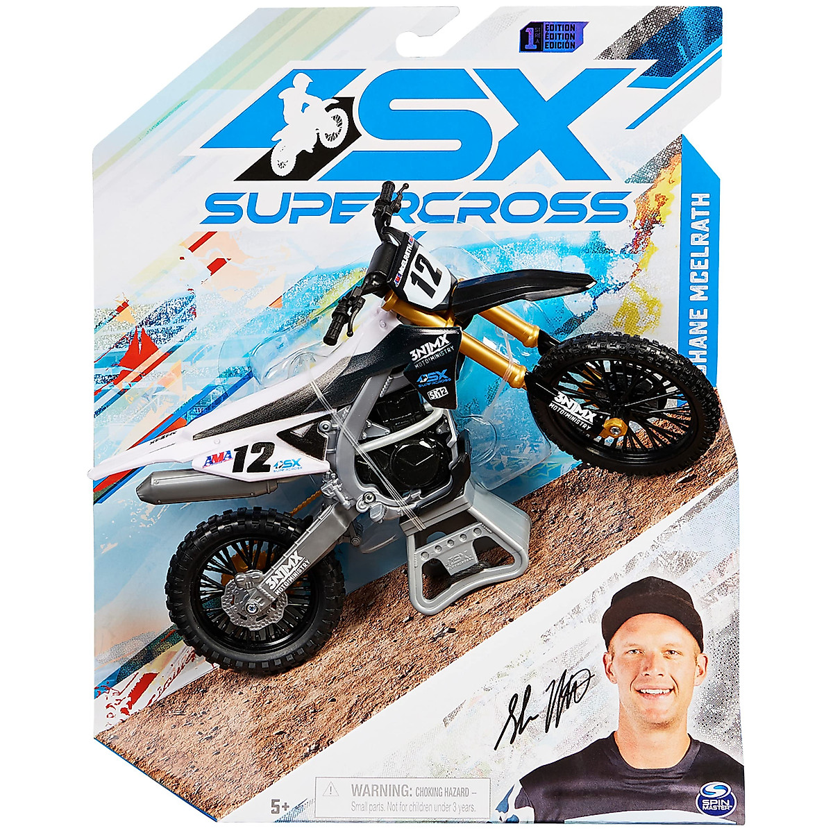 Supercross, Authentic Shane McElrath 1:10 Scale Collector Die-Cast Toy Motorcycle Replica with Display Stand, for Collectors and Kids Age 5 and Up