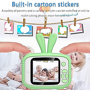 Kids Digital Camera, Kids Video Camera Recorder Shockproof Cameras HD 8 Mega Pixel 2 Inch IPS Screen Kids Mini Camera with 32GB SD for Girls Boys Gifts(Green)