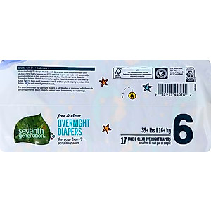 Seventh Generation Overnight Diapers - Size 6 - 17 ct