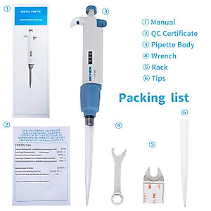 LICHEN lab Single Channel Micropipettor Multi Volume Capacity Adjustable Micropipette Scientific Laboratory High Precision Micropipette (1000-5000μl (Increment:50μl))