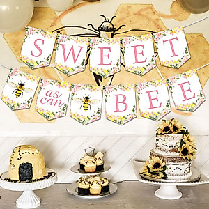 Sweet As Can Bee Banner Pink Bee Baby Shower Decorations for Girl Pre-Strung Honey Bee Banner for Bumble Bee Baby Shower Bridal Shower Sweet As Can Bee Birthday Party Decorations