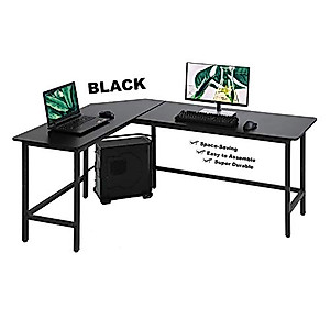Modern Computer Desk Gaming Desk PC Office L Shaped Desk with Free CPU Stand, Best Wood Steel Home Large Work Space Corner Study Desk Workstation, Space-Saving, Easy to Assemble, Super Durable - Black