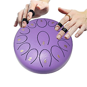 REGIS Alloy Steel Tongue Drum 13 Notes 12 Inches Chakra Tank Drum Steel Percussion Padded Travel Bag and Mallets (lavender, 12 Inches 13 Notes)
