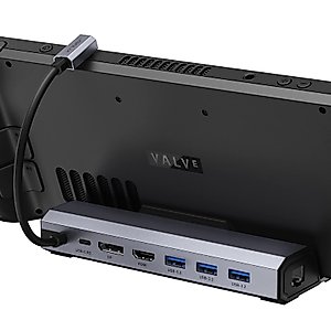 JSAUX Docking Station for Steam Deck/Rog Ally/Legion Go, 7-in-1 Steam Deck Dock with HDMI 4K@60Hz, DisplayPort, Gigabit Ethernet, USB-A 3.2 and 100W Charge Compatible with Steam Deck OLED-HB0702