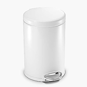 simplehuman 4.5 Liter Bathroom Trash Can, White Steel