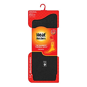 Heat Holders Thermal Socks, Men's Original, US Shoe Size 7-12, Black