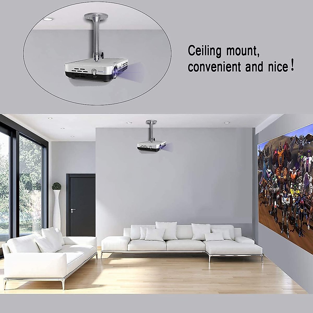 2-Be-Best Mini Projector Mount Projector Ceiling Mount 360° Adjustable Projector Wall Mount Rotation Compatible with TMY HAPPRUN AuKing ELEPHAS HOMPOW ClokoWe Projector